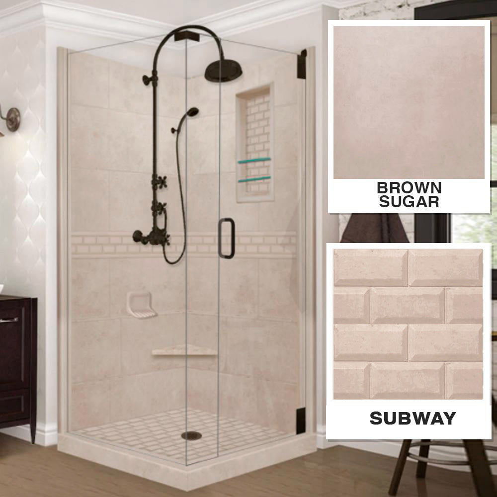 Corner Brown Sugar Sistine Stone & Subway Stone Accent Shower Remodel ...
