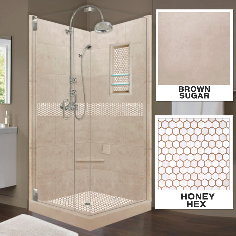 Corner Brown Sugar Sistine Stone & Honey Hex Mosaic Accent ("DIY Showe ...