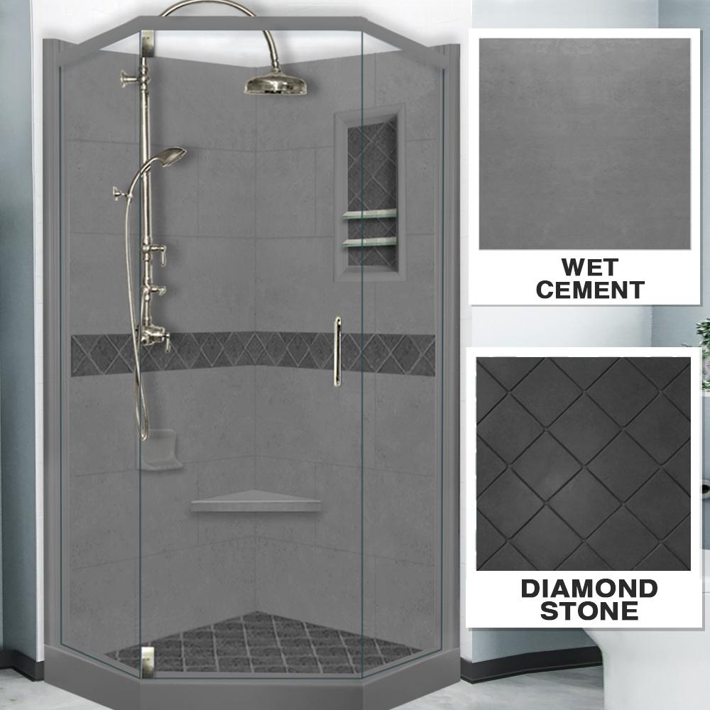 Neo-Angle Wet Cement Sistine Stone & Diamond Stone Accent Shower Remod ...