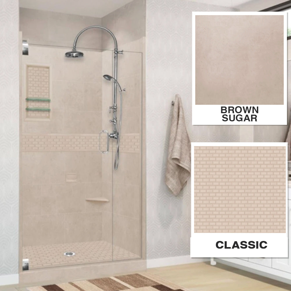Alcove Brown Sugar Sistine Stone & Classic Stone Accent Shower Remodel ...