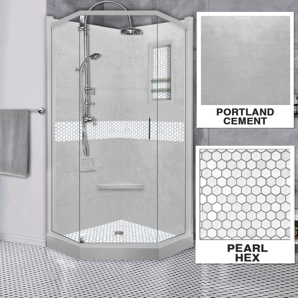Hex Mosaic Portland Cement Neo Shower Enclosure Kit – American Bath Factory
