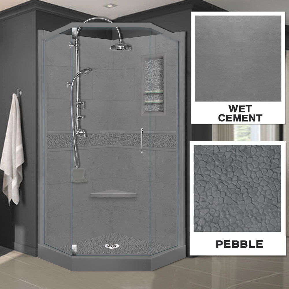 Neo-Angle Wet Cement Sistine Stone & Pebble Stone Accent Shower Remode ...