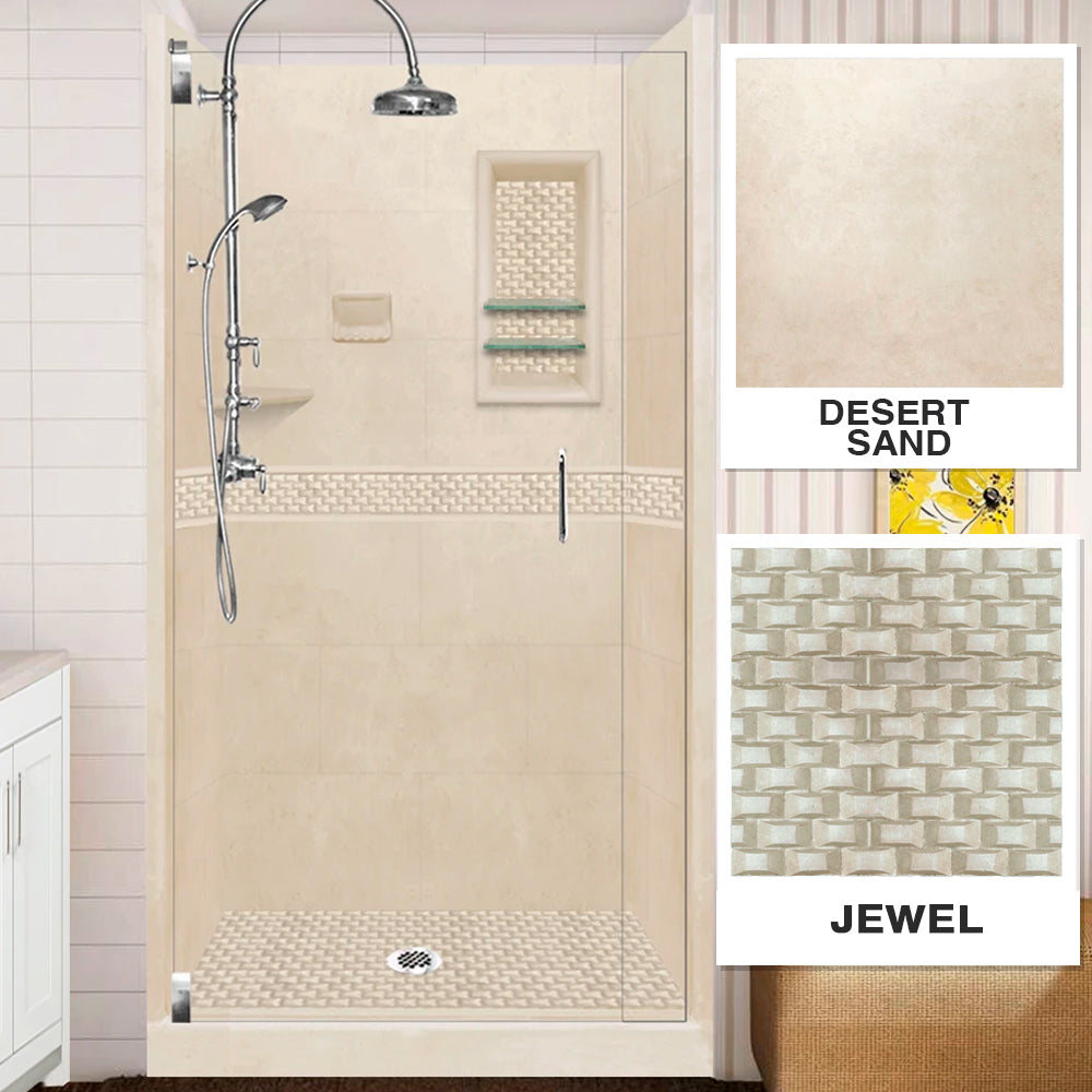 Alcove Desert Sand Sistine Stone & Jewel Stone Accent Shower Remodel K ...
