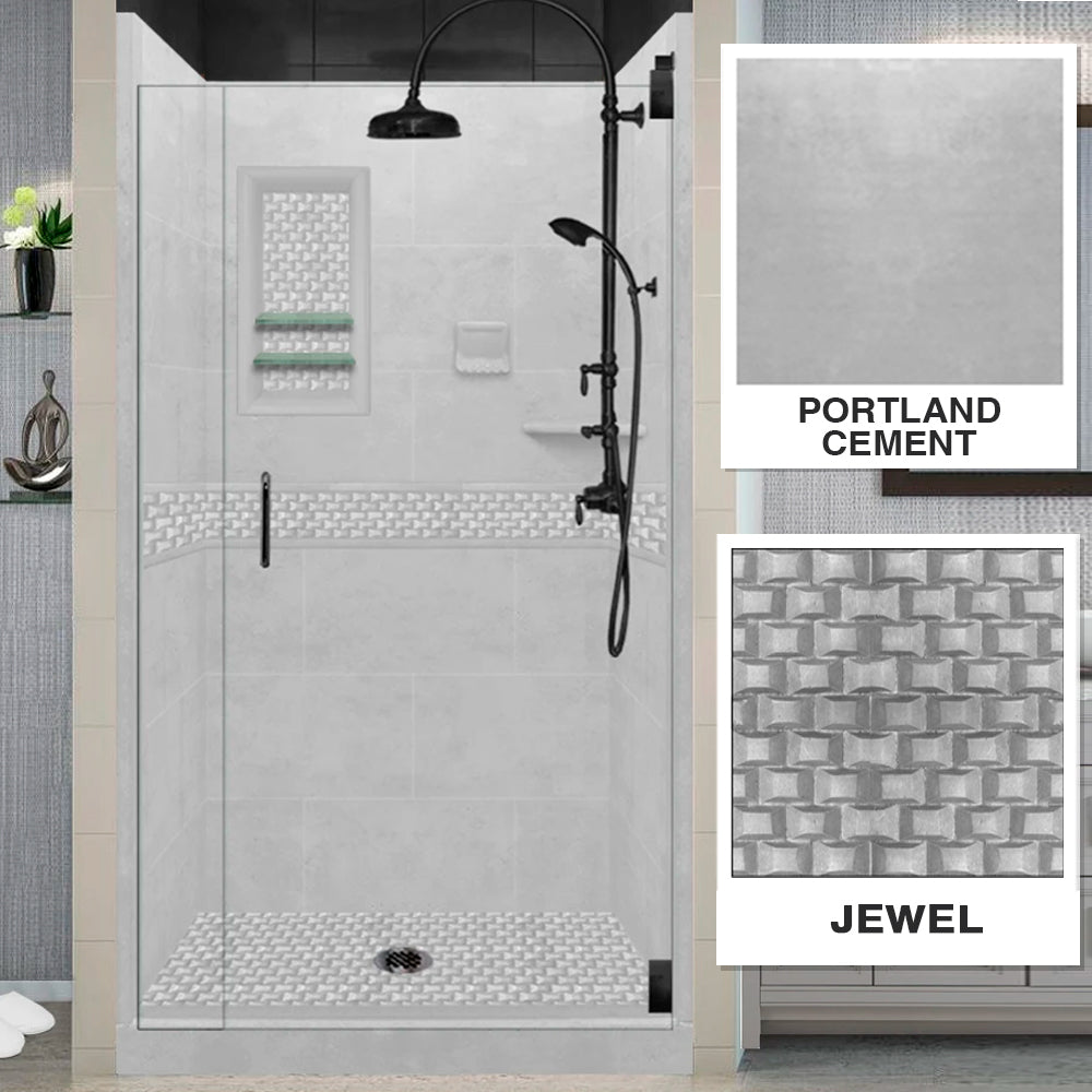 Alcove Portland Cement Sistine Stone & Jewel Stone Accent Shower Remod ...